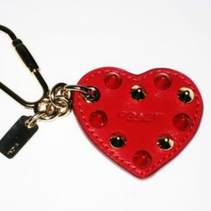 Coach | Accessories | Nwt Coach Leather Red Heart Charm Stud Keychain ...